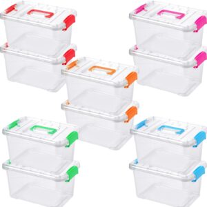 suzile 10 packs 7.5 qt storage bins with lids clear plastic bins with 5 colors handle stackable storage containers with labels markers for office home school supplies organization