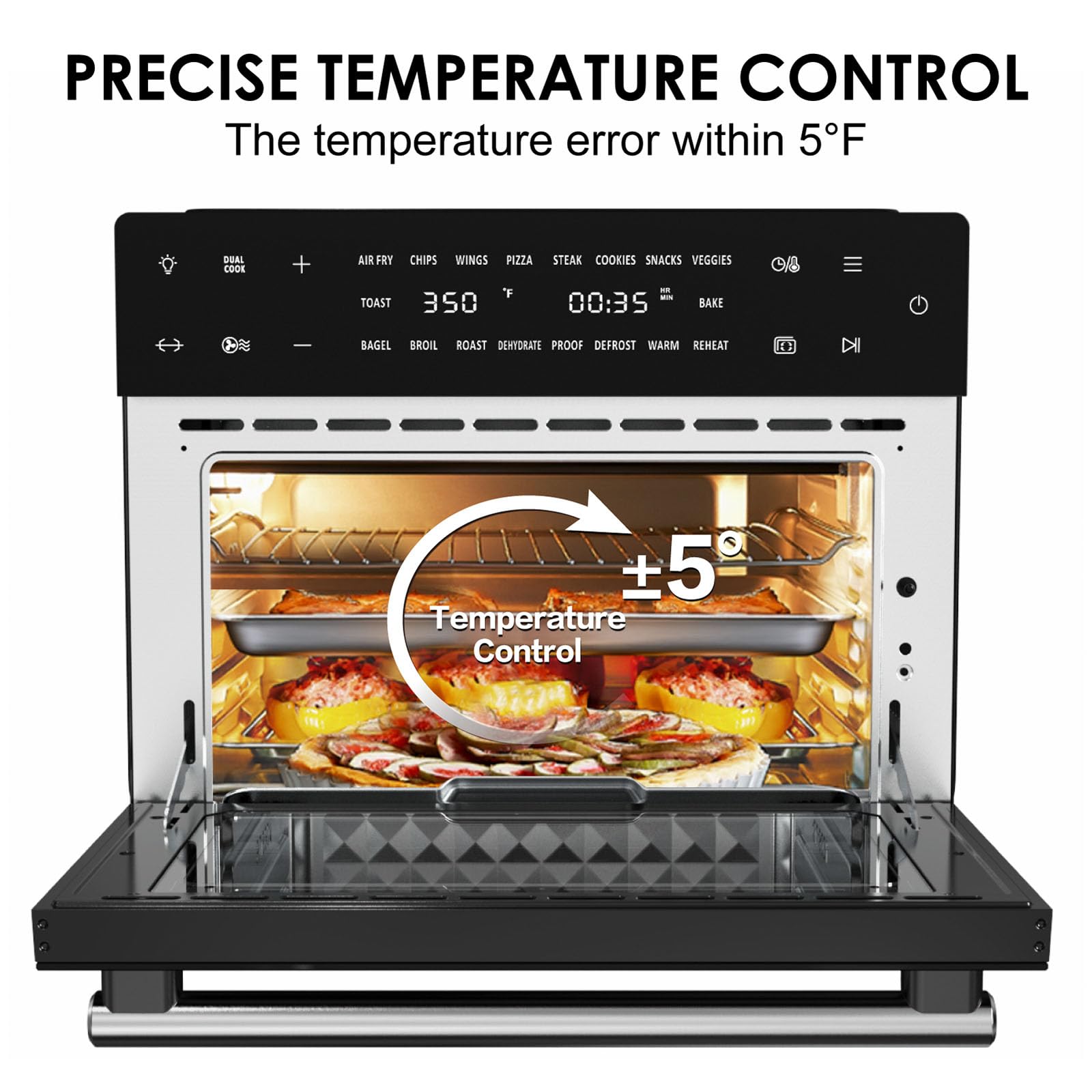 Kitchen in the box 32 QT Extra Large Toaster Oven Air Fryer Combo, 18-in-1 Convection Toaster Oven Countertop with Baking, Dehydrate and Rotisserie, 6 Accessories, 1800W