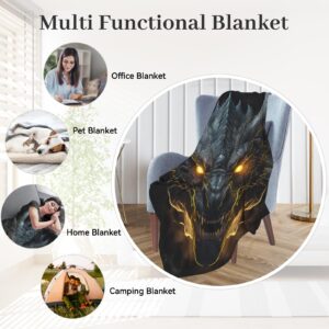 Huke Dragon Gifts Blanket, Cool Black Gold Dragon Blanket, Dragon Gifts for Men/Women/Teens/Kids/Boys/Girls, Plush Dragon Throw Blanket, Gifts for Dragon Lover, Cool Ideas,60"X50"