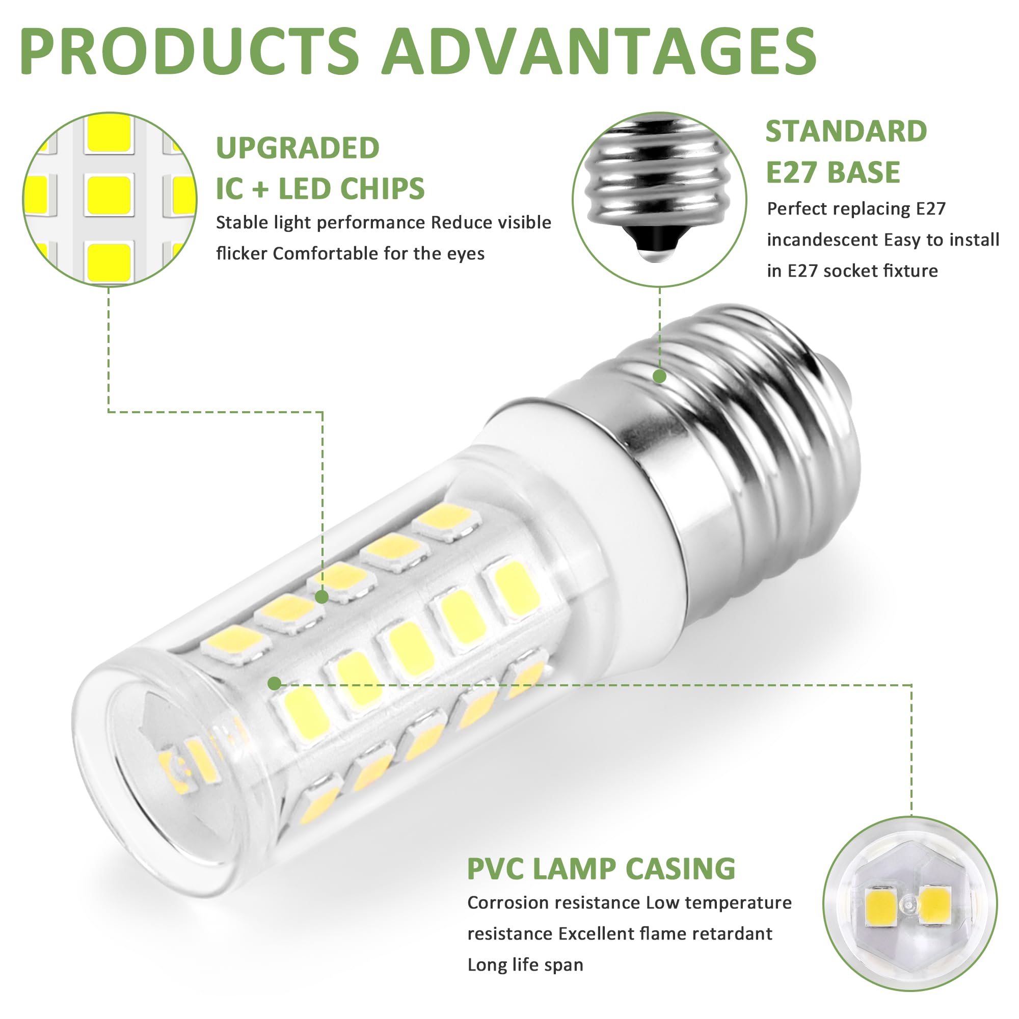 ROOAUG 5304517886 Kei D28A Refrigerator Light Bulb Replacement,E17 led Bulb,Freezer Light Bulb 3W AC100-130V 6000K Daylight White, 3PACKS