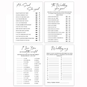 bridal shower games set - wedding shower games for guest, bachelorette party ideas, double sided game for wedding bridal shower engagement bachelorette anniversary party