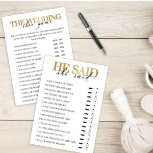 60 Pcs Gold Bridal Shower Game for Guest, Wedding Engagement Party Supplies, Included 4 Games - I Love You around World, He Said She Said, Wedding Shoe Game, Wedding A-Z, Double-sided