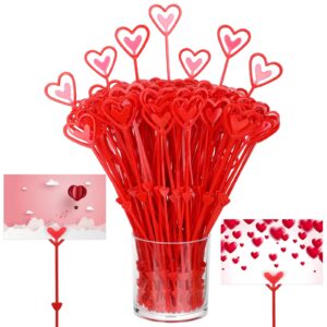 zhanmai 240 pcs plastic floral pick card holders red heart shaped flower picks card holder heart shape card holders clips for floral arrangement bouquet wedding valentine's day decoration, 8.6 inches