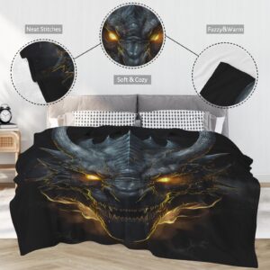 Huke Dragon Gifts Blanket, Cool Black Gold Dragon Blanket, Dragon Gifts for Men/Women/Teens/Kids/Boys/Girls, Plush Dragon Throw Blanket, Gifts for Dragon Lover, Cool Ideas,60"X50"