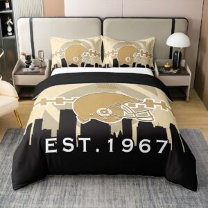 erosebridal football 100% natural cotton duvet cover,football fans bedding set for men women twin,vintage rugby comforter cover,sports bed sets with 1 pillowcase bedroom decor(new orleans)