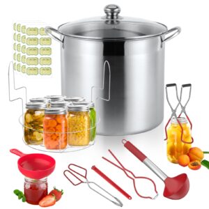 brisunshine 21.5 qt stainless steel canning pot with lid, rack & canning tools set, canning supplies kit water bath canner for beginner