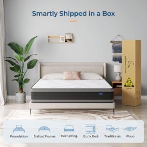 Vesgantti Cal King Mattress, 12 Inch Hybrid Cal King Size Mattress in a Box, Memory Foam and Individually Pocket Spring, Innerspring Mattress for Pressure Relief and Supportive, Medium Firm