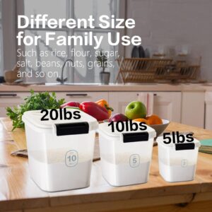 LivLab Flour Container - Rice Dispenser 20lbs/10kg/10.6qt Food Cereal Container Bins with Measuring Cup for Household Pantry Organization (20lbs)