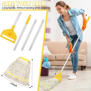 Commercial Mop Heavy Duty Industrial Cotton Mop with Long Handle,Looped-End String Wet Mops for Home,Garage,Office, Workshop, Warehouse Floor Cleaning