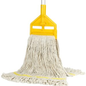 Commercial Mop Heavy Duty Industrial Cotton Mop with Long Handle,Looped-End String Wet Mops for Home,Garage,Office, Workshop, Warehouse Floor Cleaning