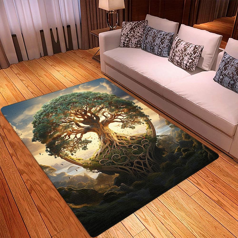 Tree Rug, Tree of Life in The Sky Rug, Home Office Decor 8x10 9x12 Area Celtic Tree Carpet Tree of Life Mat Carpet Bohemian Decor Mats for Bedroom Home Dorm Celtic Rug for Living Room Mom Father Gift