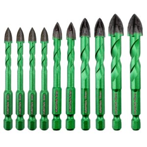 kurstol masonry diamond drill bit - 10pcs 1/4"-1/2" concrete diamond hole saw set for wood plastic brick ceramic tile etc,diamond core drill bit carbide tips quick change shank fixed on drills