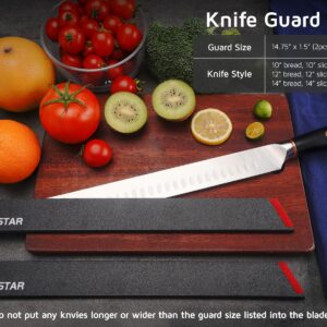 WELLSTAR Knife Edge Guards Set, 2 Piece 14 Inch Universal Blade Covers, BPA Free ABS Protective Long Blade Sheaths, Non-Scratch Felt Lining Brisket Knives Covers (Knives not included)