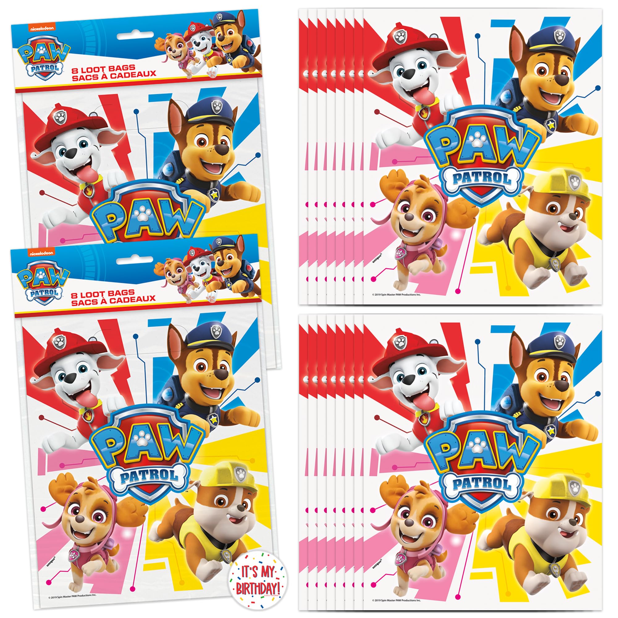 Unique Paw Patrol Party Supplies | Paw Patrol Party Favors Goodie Bags | Pack of 16 & Sticker