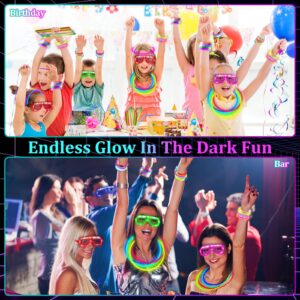 148 PCS New Years Eve Glow in the Dark Party Supplies Light Up Toys with 24 Led Glasses, 24 Flashing Bracelets and 100 Glow Sticks Bulk Party Favors for Kid Adult Birthday Wedding Carnivals Concert