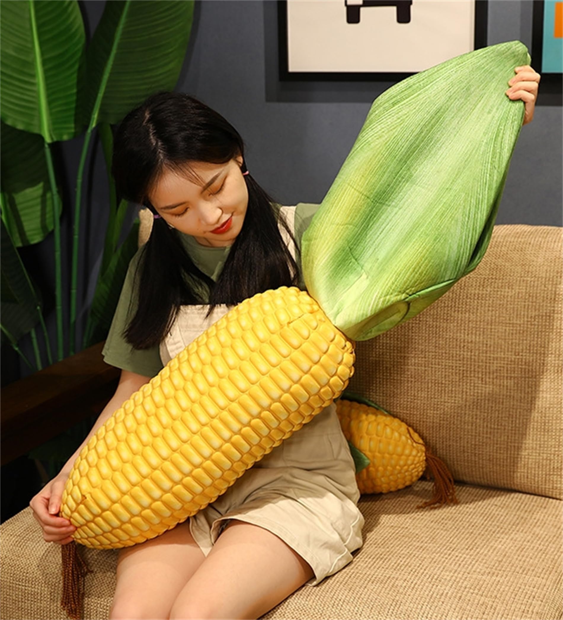 CZQAGCL Cute Corn Pillow Simulation Corn Cob Pillow Soft Sofa Pillow Funny Bedroom Decoration Office Chair Cushion (17.7in, Yellow)