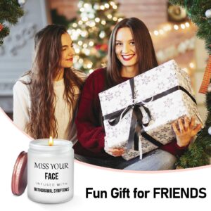 Best Friends Gifts for Women, Unique Christams Gifts for Women Birthday Present, Friendship Gifts for Women, Miss Your Face Lavender Candle Gifts for Bestie, Funny Gifts Idea for Friend Sister Mom