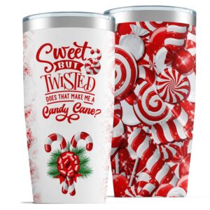 beslkb christmas gifts for women-20 oz stainless steel insulated travel tumbler coffee mug cup-funny christmas gifts for mom, dad, son, daughter, women, men (candy cane)