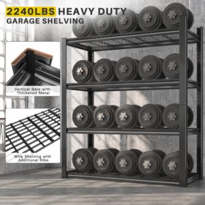 REIBII 40" W Garage Shelving 2240 LBS Storage Shelves Heavy Duty Shelving 4-Tier Adjustable Metal Shelves for Garage Shelves Rack Industrial Utility Shelf for Basement Warehouse,40" W X19.5 D X59.5 H