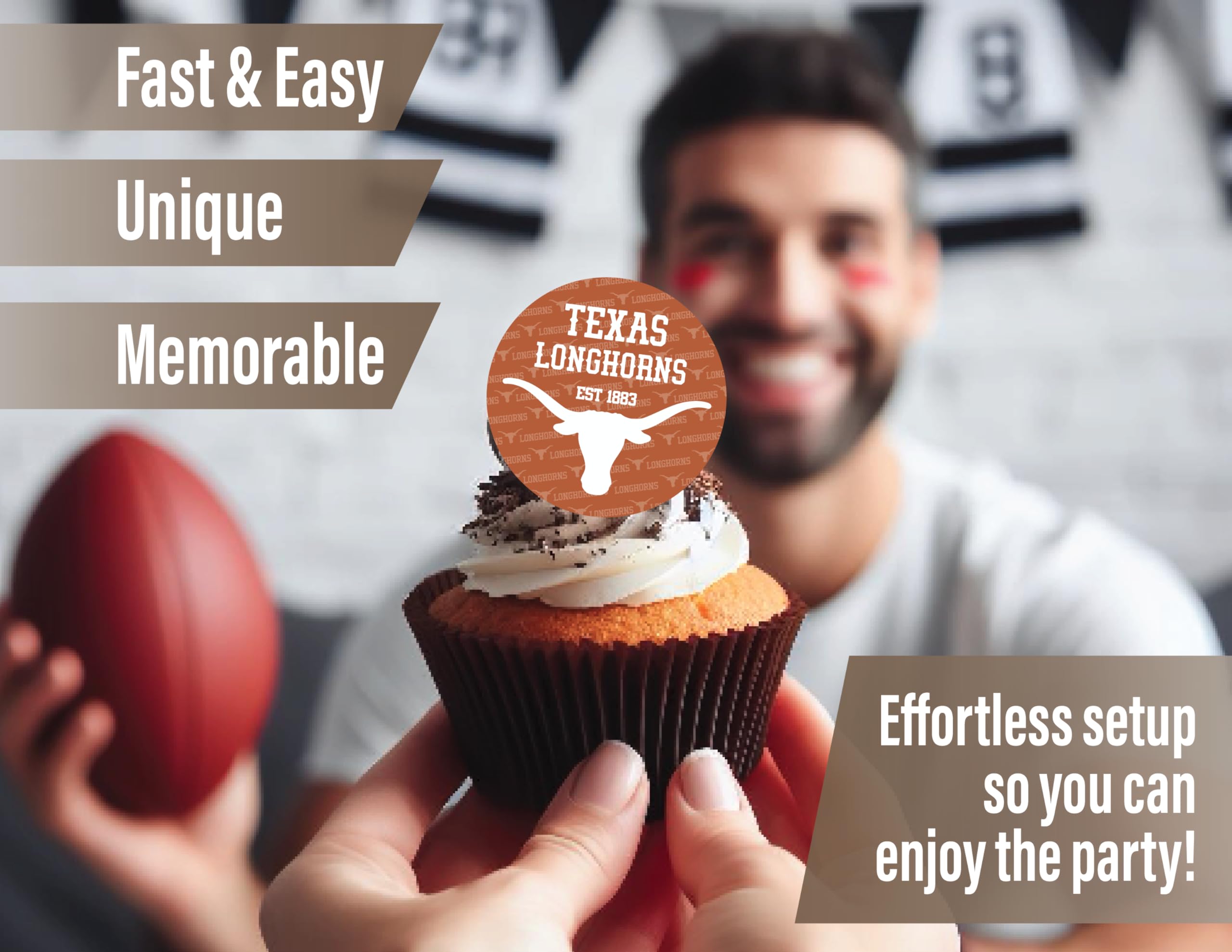 Texas Party Supplies (42 Pieces) for University of Texas Graduation, Tailgating and Birthday Party Decorations with Texas Longhorns Banner and UT Austin Cupcake Toppers Decorations (Texas Longhorns)