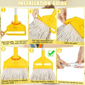 Commercial Mop Heavy Duty Industrial Cotton Mop with Long Handle,Looped-End String Wet Mops for Home,Garage,Office, Workshop, Warehouse Floor Cleaning