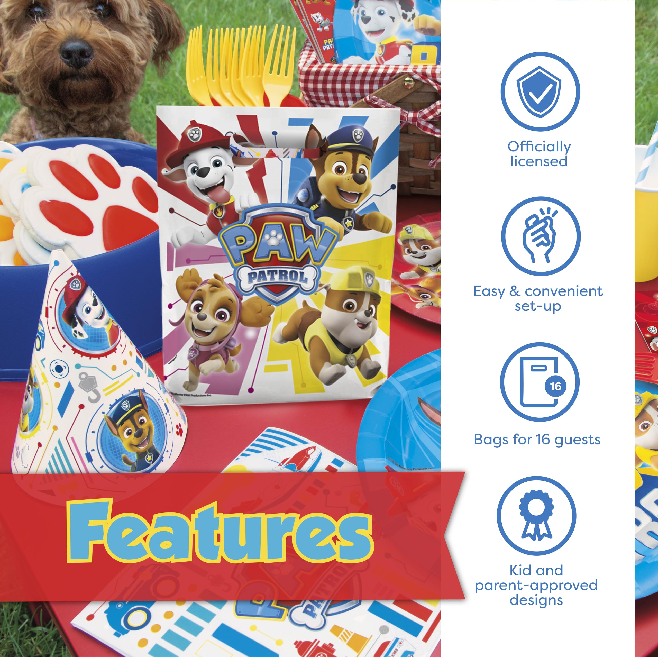 Unique Paw Patrol Party Supplies | Paw Patrol Party Favors Goodie Bags | Pack of 16 & Sticker