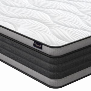 vesgantti queen mattress, 14 inch hybrid innerspring mattress with memory foam, individually pocket coils for motion isolation, queen size mattress in a box, medium firm feel