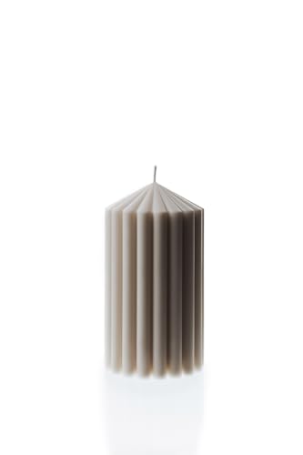 LAWA Ribbed Peak Pillar Candle - Large Beautiful Handmade Pillar Scented Soy Wax Candle Elegant Bubble Aesthetic Candle Housewarming Gift Home Room Shelf Decor Idea White (Small)