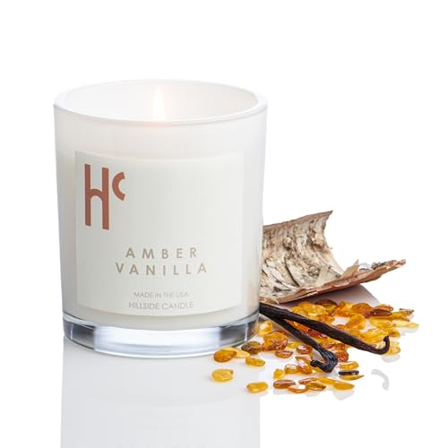 Hillside Candle Amber Vanilla Scented Candles, Single Wick Soy Candles, Luxury Candles, Scented Candles for Home, Vanilla Candle (9 oz)