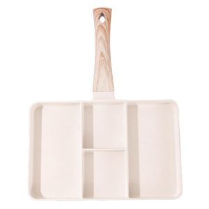 breakfast frying pan, uniform heating all in one pan fried egg pan 4 section breakfast pan for egg bacon burgers (white)