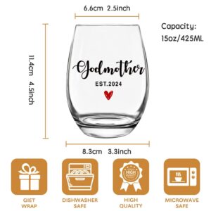 MNEDLAD Est 2024 Pairs Well With Becoming Godmother Wine Glass Gift, Novelty Cotton linen Wine Gift Birthday Christmas Thanksgiving Christmas Baptism Gifts for Godmother Aunt Women Hers,1Wine Bag-143