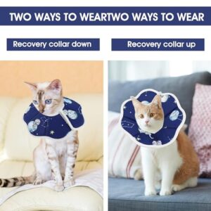 Cobee Soft Cat Cone Collar, Protective Cute Small Cat Recovery Collar Adjustable Fasteners Collars for Kittens Cats E-Collars After Surgery Wound Healing, Fit 6.3"-9" Neck Circumference(Constellation)