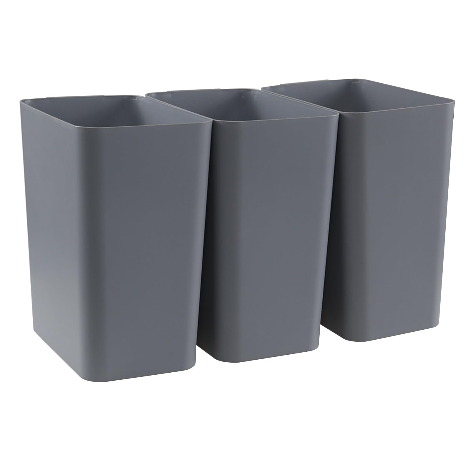 Xyskin Grey Plastic Trash Can, Garbage Container Bin, Trash Wastebasket, 4.5 Gallon, 3 Pack