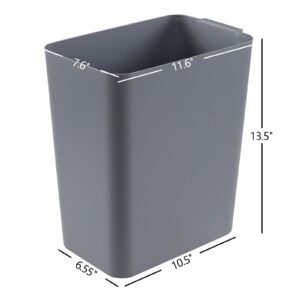 Xyskin Grey Plastic Trash Can, Garbage Container Bin, Trash Wastebasket, 4.5 Gallon, 3 Pack