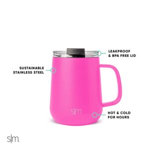 Simple Modern Travel Coffee Mug with Lid and Handle | Reusable Insulated Stainless Steel Coffee Tumbler Tea Cup | Gifts for Women Men Him Her | Voyager Collection | 12oz | Raspberry Vibes