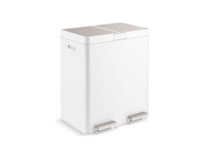 kohler k-23828-wst 82-liter stainless steel dual-bin step trash can, white stainless