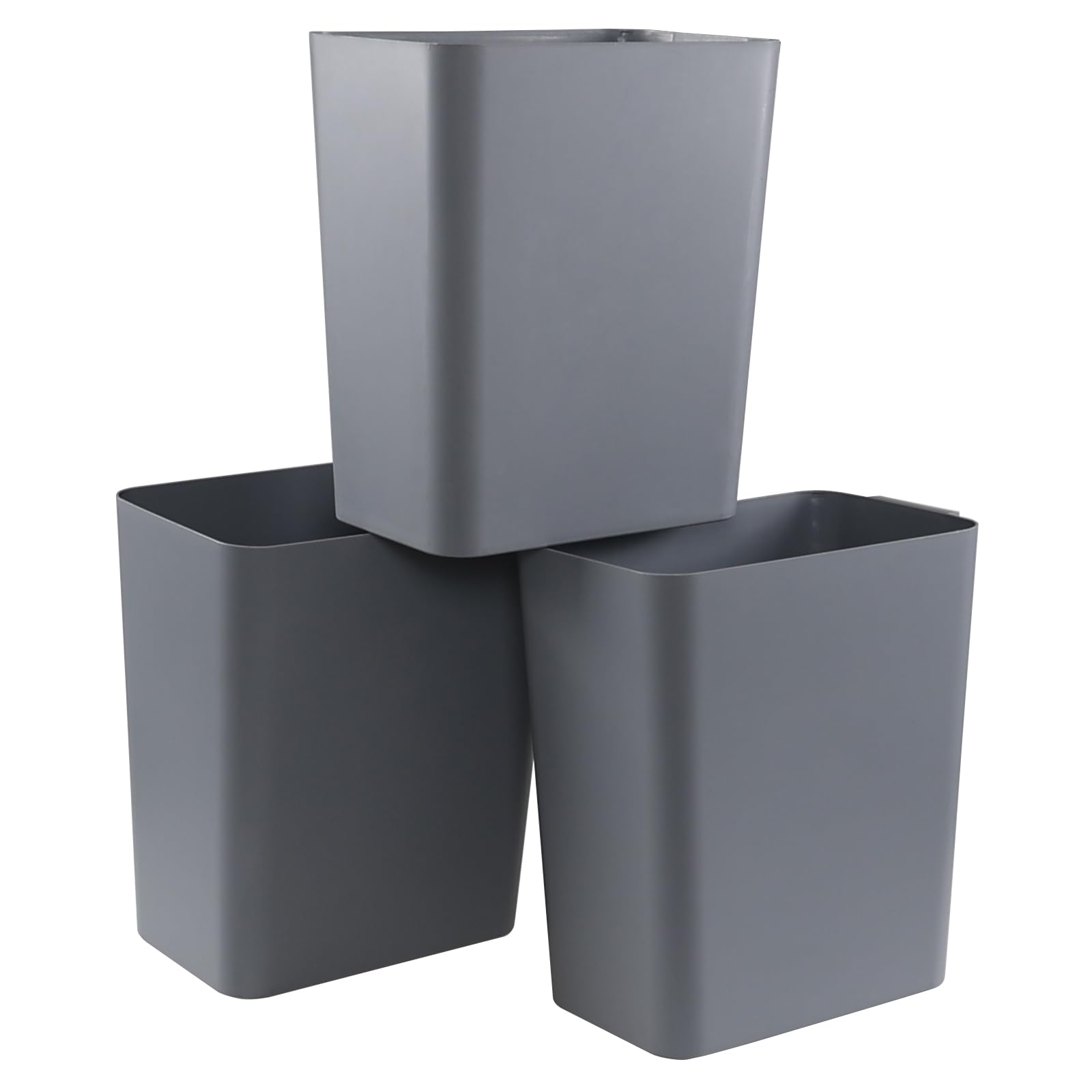 Xyskin Grey Plastic Trash Can, Garbage Container Bin, Trash Wastebasket, 4.5 Gallon, 3 Pack