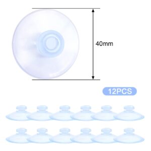 Medsuo 12pcs Suction Cup Glass Suction Pads 40mm Clear PVC Plastic Sucker Pads Without Hooks Extra Strong Adhesive Suction Holder for Home Kitchen and Bathroom Window Glass Door