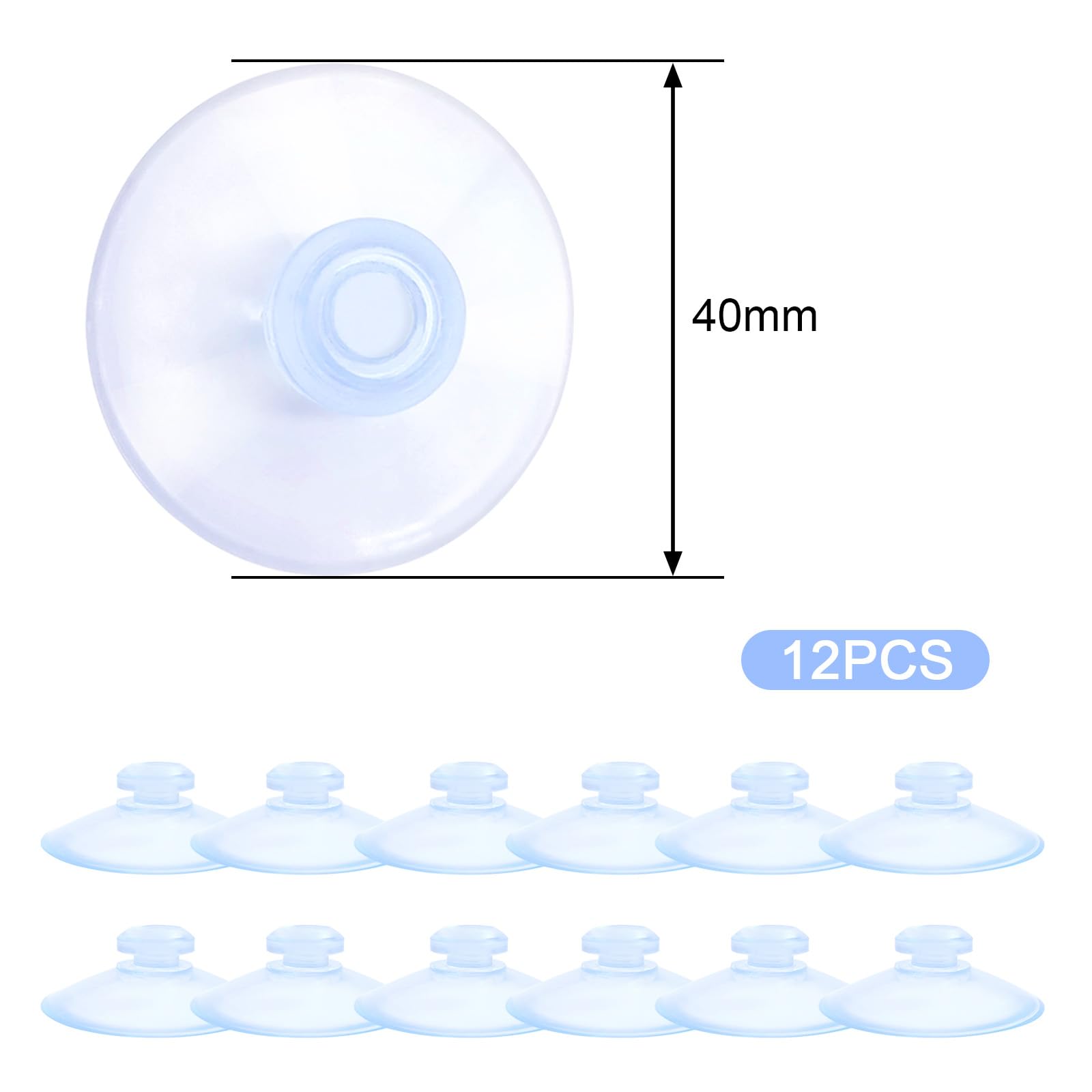 Medsuo 12pcs Suction Cup Glass Suction Pads 40mm Clear PVC Plastic Sucker Pads Without Hooks Extra Strong Adhesive Suction Holder for Home Kitchen and Bathroom Window Glass Door