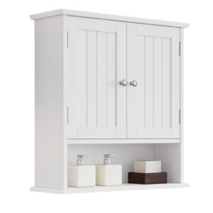 mino kesper bathroom wall cabinet, bathroom cabinet wall mount with 2 doors and open shelf, over the toilet wall storage cabinet, bathroom medicine cabinet