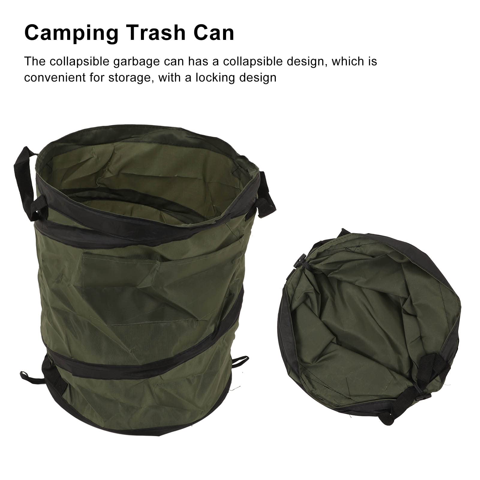 Topyond Camping Trash Can, Oxford Cloth Collapsible Trash Bag, Strong Bearing Capacity Pop-Up Leaf Bags, Reusable Outdoor Trash Garden Yard Trash Bag with Bottom Handle for Garden Picnic