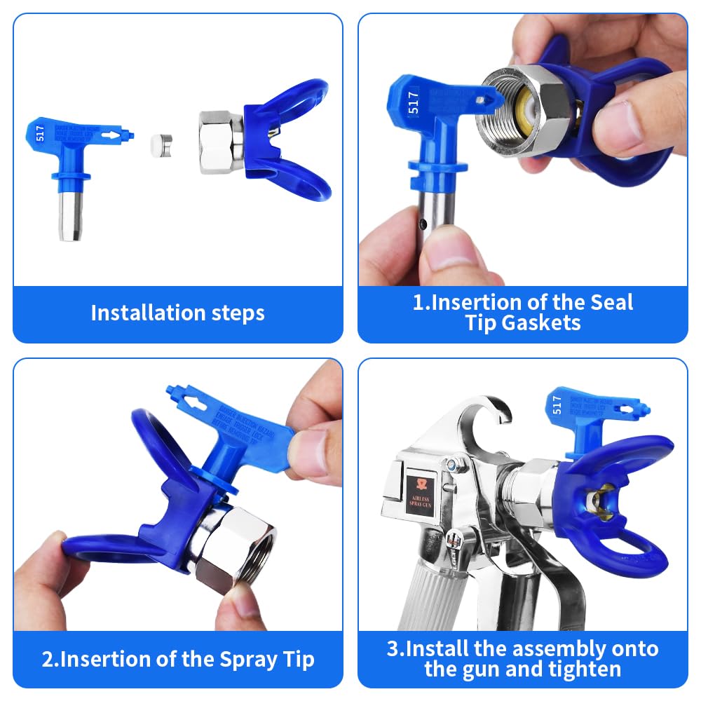 6Pcs Reversible Spray Nozzle Tips,Airless Spray Tips,Airless Spray Gun Nozzle,Tip Guard and Airless Spray Tip Organizer. (211,313,415,517,623)