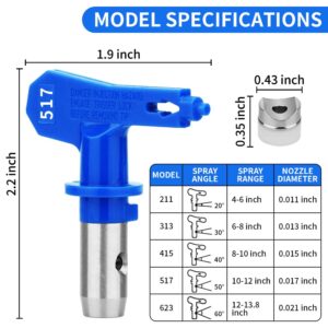 6Pcs Reversible Spray Nozzle Tips,Airless Spray Tips,Airless Spray Gun Nozzle,Tip Guard and Airless Spray Tip Organizer. (211,313,415,517,623)