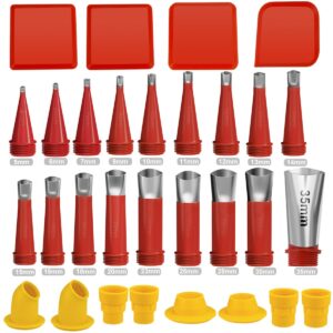 30pcs caulking finisher kit, caulking nozzle tips stainless steel 18 caulking nozzle applicators with 8 connector caulking guns and 4 grout scraper for bathroom kitchen doors windows