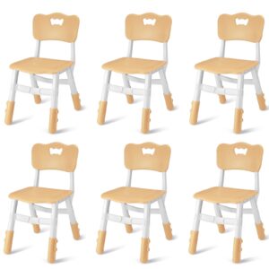 kigley 6 pack height adjustable kids chair adjustable table chair kid chairs age 2-6 adjustable height toddler seat child table chair for children student school family daycare (wood color)