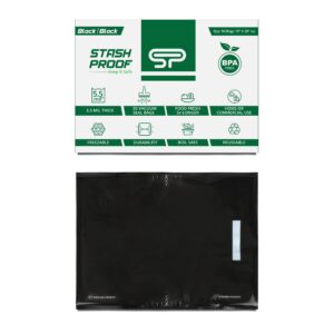 stash proof vacuum seal bags 15" x 20" (50 count) 5.5 mil (black and black) - bpa free commerical grade food saver for storage, sous vide, and meal prep sealer bag