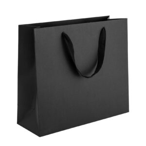 Ronvir 25Pcs Black Gift Bags 12.5x11x4.5 Inches Large Paper Bags With Handles Recycled Gift Bags For Business, Shopping, Party, Birthday, Retail, Wedding, Retail, Christmas, Halloween