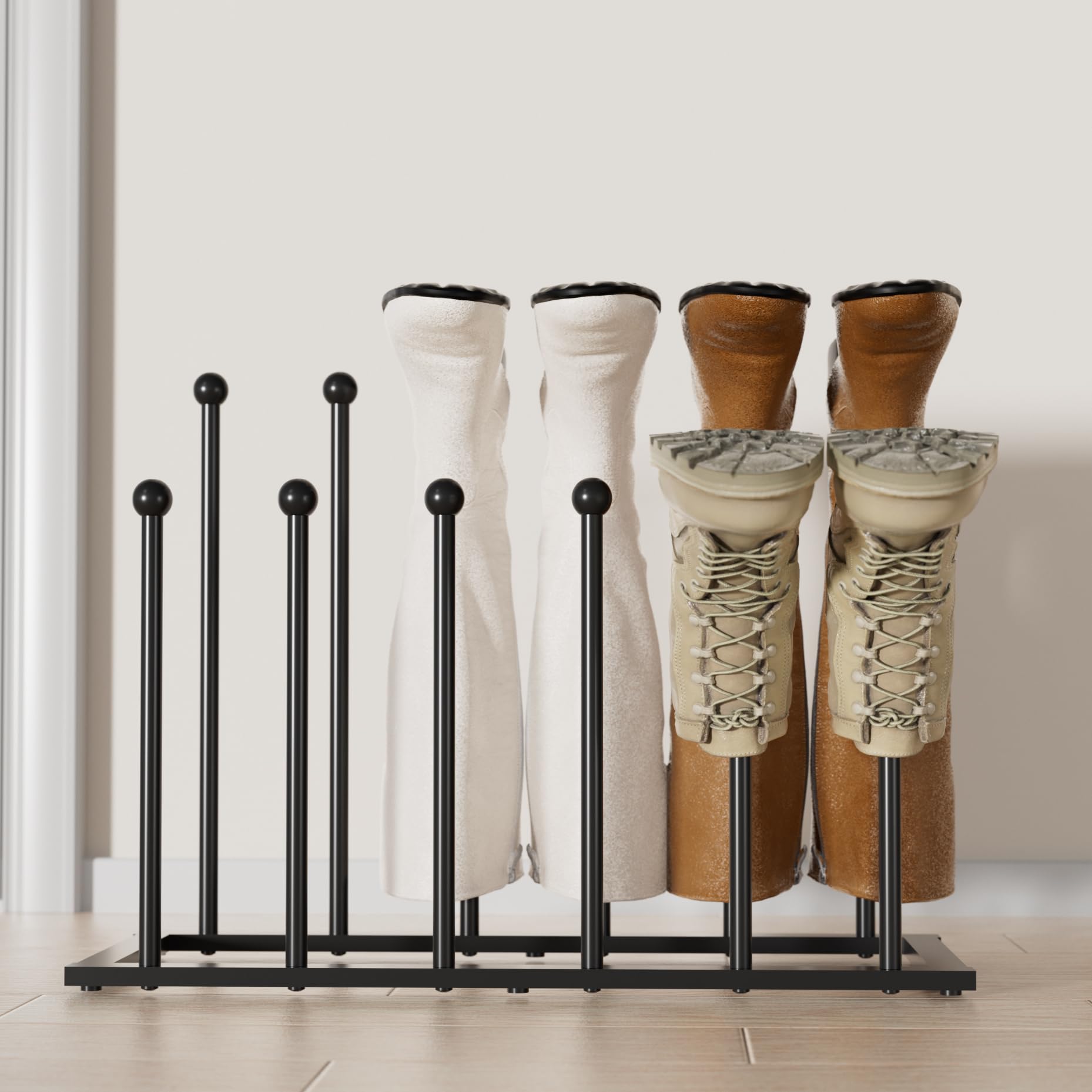 Free Standing Shoe Racks for Boots - Boot Rack for 6 Pairs, Boot Storage, Shoe Organizer for Closet, Entryway, Garage, Porch, Bedroom, Patio Outdoor and Hallway, Boot Holders to Keep Them Straight