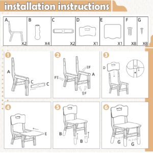 Kigley 6 Pack Height Adjustable Kids Chair Adjustable Table Chair Kid Chairs Age 2-6 Adjustable Height Toddler Seat Child Table Chair for Children Student School Family Daycare (Wood Color)