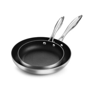 scanpan cx+ 8 & 10.25" fry pan skillet set - stratanium plus nonstick - 5-ply stainless steel